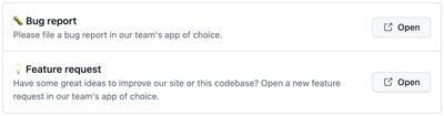Using External Links as GitHub Issue Template Options