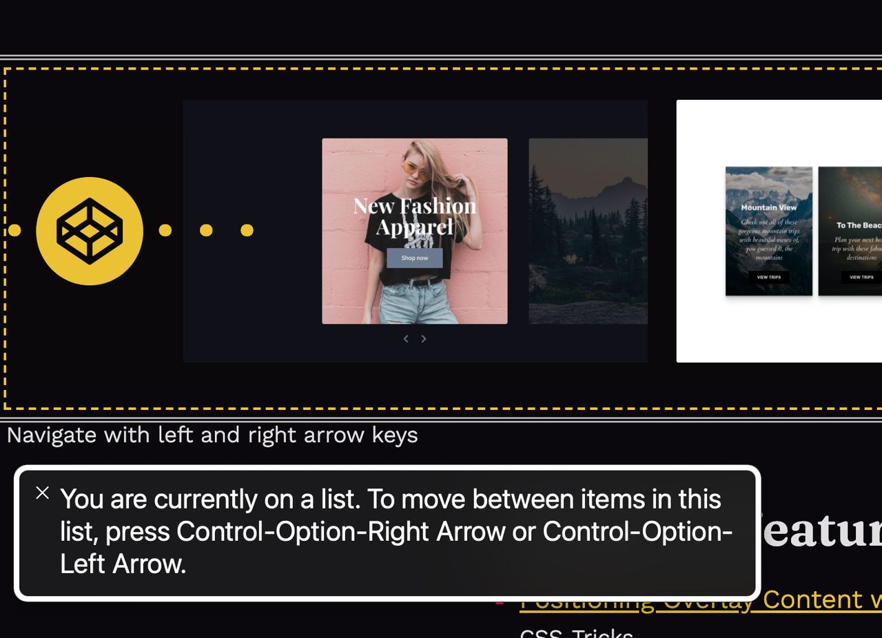 A Horizontal Scroll List and Custom Keyboard Navigation
